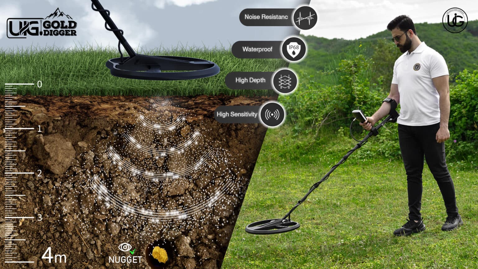 UIG GOLD DIGGER device, gold, and precious metals detector | UIG Detectors